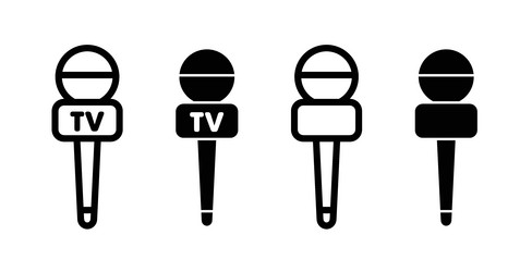 Microphone press icon set news reporter mike logo Vector Image
