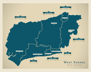 Modern map - west sussex county england uk Vector Image