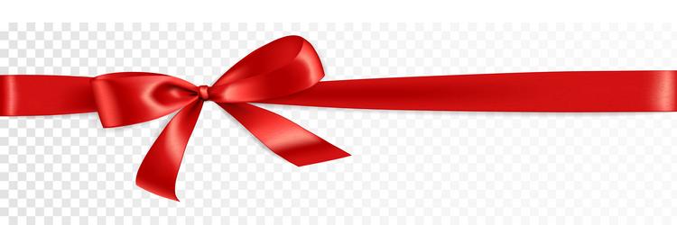 Realistic white bow and ribbon isolated on red Vector Image