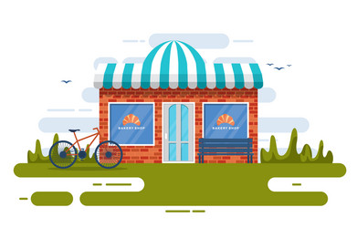 Fast food shop store front flat style Royalty Free Vector