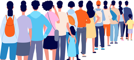Waiting people standing in line isolated crowd Vector Image
