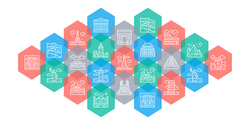 Travel landmark editable icons design Royalty Free Vector