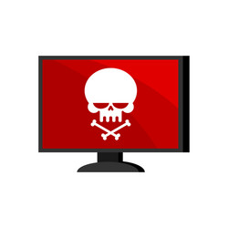 Virus in computer skull on monitor cyber attack Vector Image