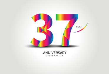 37 year anniversary celebration logo Royalty Free Vector