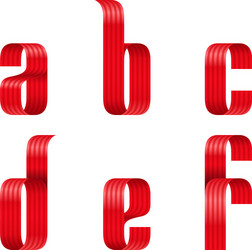 Lowercase letters font from a red ribbon Vector Image