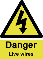 Danger live wires safety sign Royalty Free Vector Image