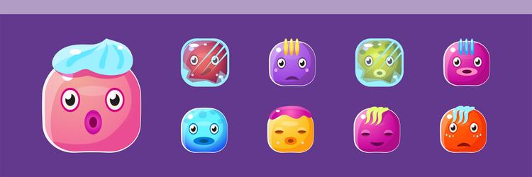 Funny colorful square faces for game design Vector Image