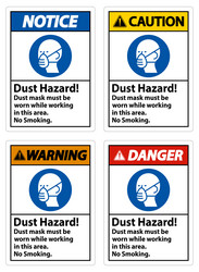 Warning no smoking sign dust hazard dust mask Vector Image