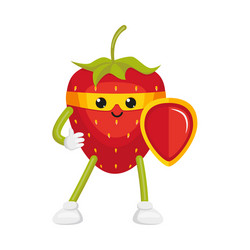 Funny happy raspberry character Royalty Free Vector Image