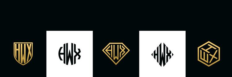 Initial letters hwk logo designs bundle Royalty Free Vector