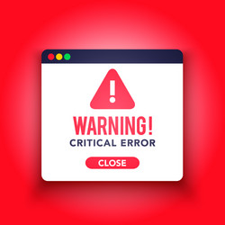 Error warning pop up banner design Royalty Free Vector Image