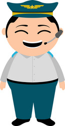 Asian airplane pilot cartoon character Royalty Free Vector