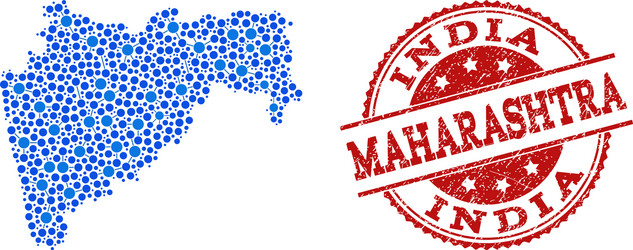 Collage map of maharashtra state with mechanics Vector Image