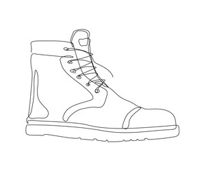 Continuous one line drawing of man work boots Vector Image