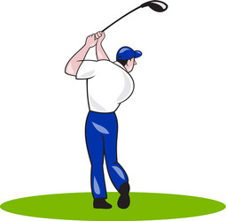 Cartoon golfer golfing swinging golf club Vector Image