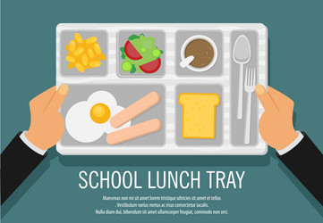 Hand holding a school lunch tray Royalty Free Vector Image