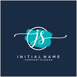 Js initial handwriting logo with circle template Vector Image