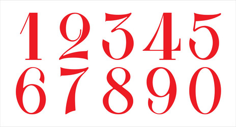Handwritten red numbers Royalty Free Vector Image