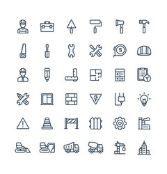 Construction site line icon set architect Vector Image