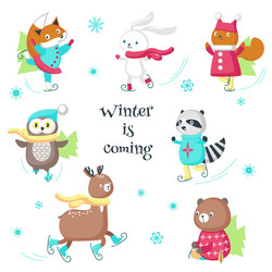 Winter scene with various animals 4 Royalty Free Vector