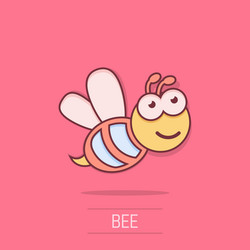 Cartoon bee icon in comic style wasp insect Vector Image
