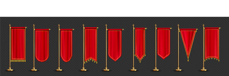 Red pennant 3d realistic empty textile hanging Vector Image
