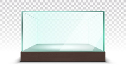 Realistic transparent empty glass box showcase Vector Image