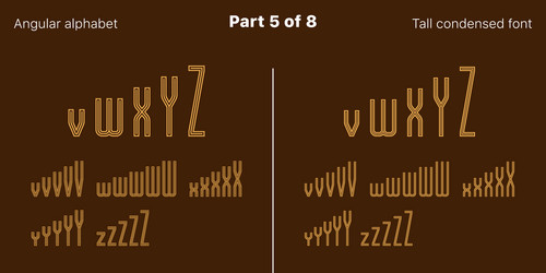 Condensed outlined sans serif font angular set Vector Image