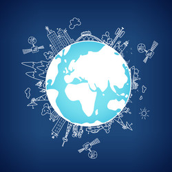 Global information network on the globe Royalty Free Vector