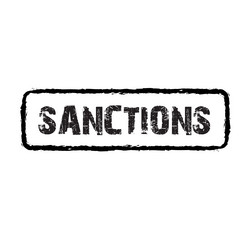 Sanctions black label and badge button stamp Vector Image