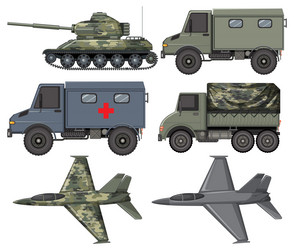 Set of soldier and military transportation Vector Image