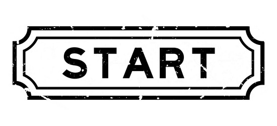 Grunge green start word rubber seal stamp Vector Image