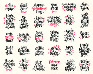 19 hand-lettering quotes i love you happy Vector Image