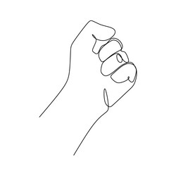 Clenched hands continuous line drawing design Vector Image