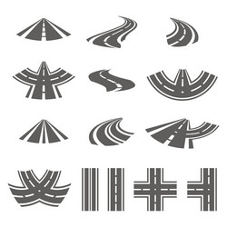 Asphalt road highway and speed freeway symbol set Vector Image