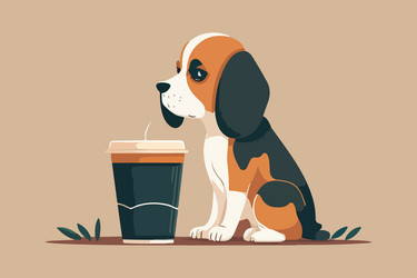 Dog drinking coffee Royalty Free Vector Image - VectorStock