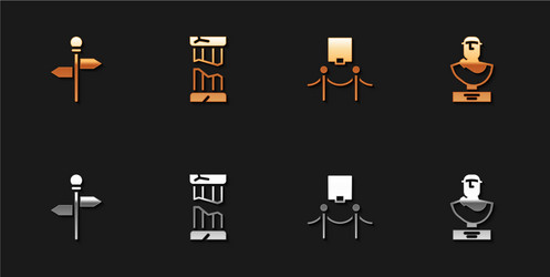 Set road traffic signpost broken ancient column Vector Image