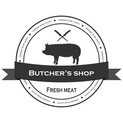 Butcher shop emblem logo template for meat Vector Image