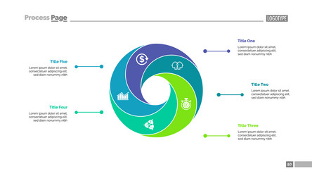 Circle divided into five parts template for cycle Vector Image