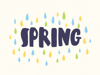 Spring word handwritten with elegant cursive Vector Image