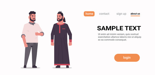 Different arabic men group standing together arab Vector Image