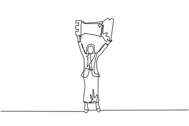 Single one line drawing leader success concept Vector Image