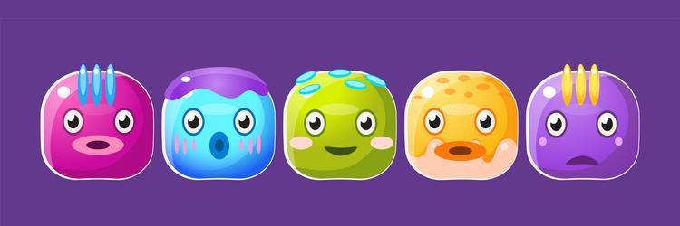 Funny colorful square faces for game design Vector Image