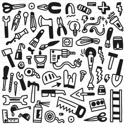 Working tools - doodles Royalty Free Vector Image
