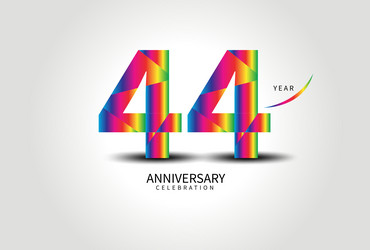 44 year anniversary celebration logo red polygon Vector Image