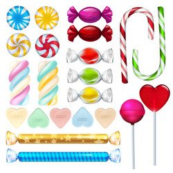 Different sweets and candies from sugar realistic Vector Image