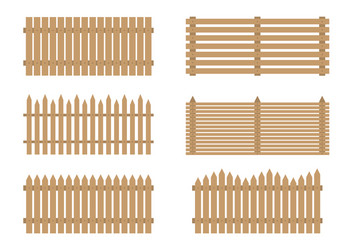 Wooden fence sections realistic set Royalty Free Vector