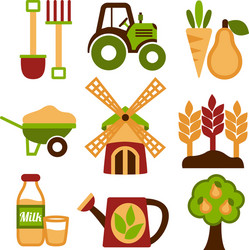 Agriculture farming and gardening icon set Vector Image