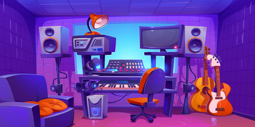 Music recording studio cartoon flat sound Vector Image