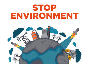 Poster design for stop pollution with earth Vector Image